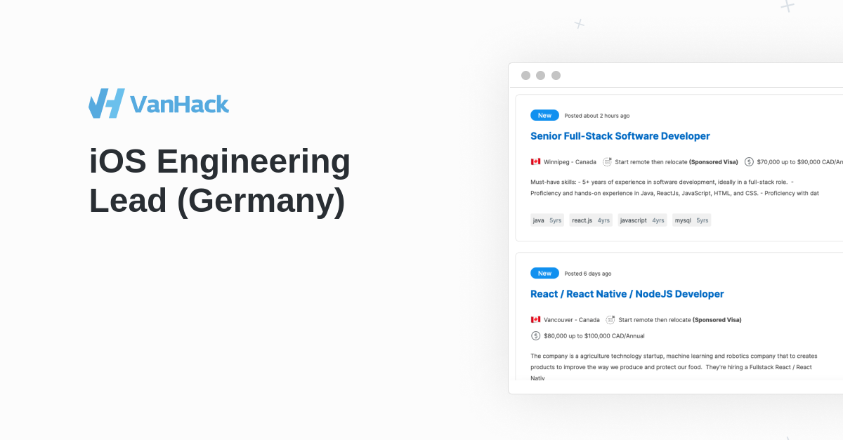 iOS Engineering Lead (Germany) - VanHack